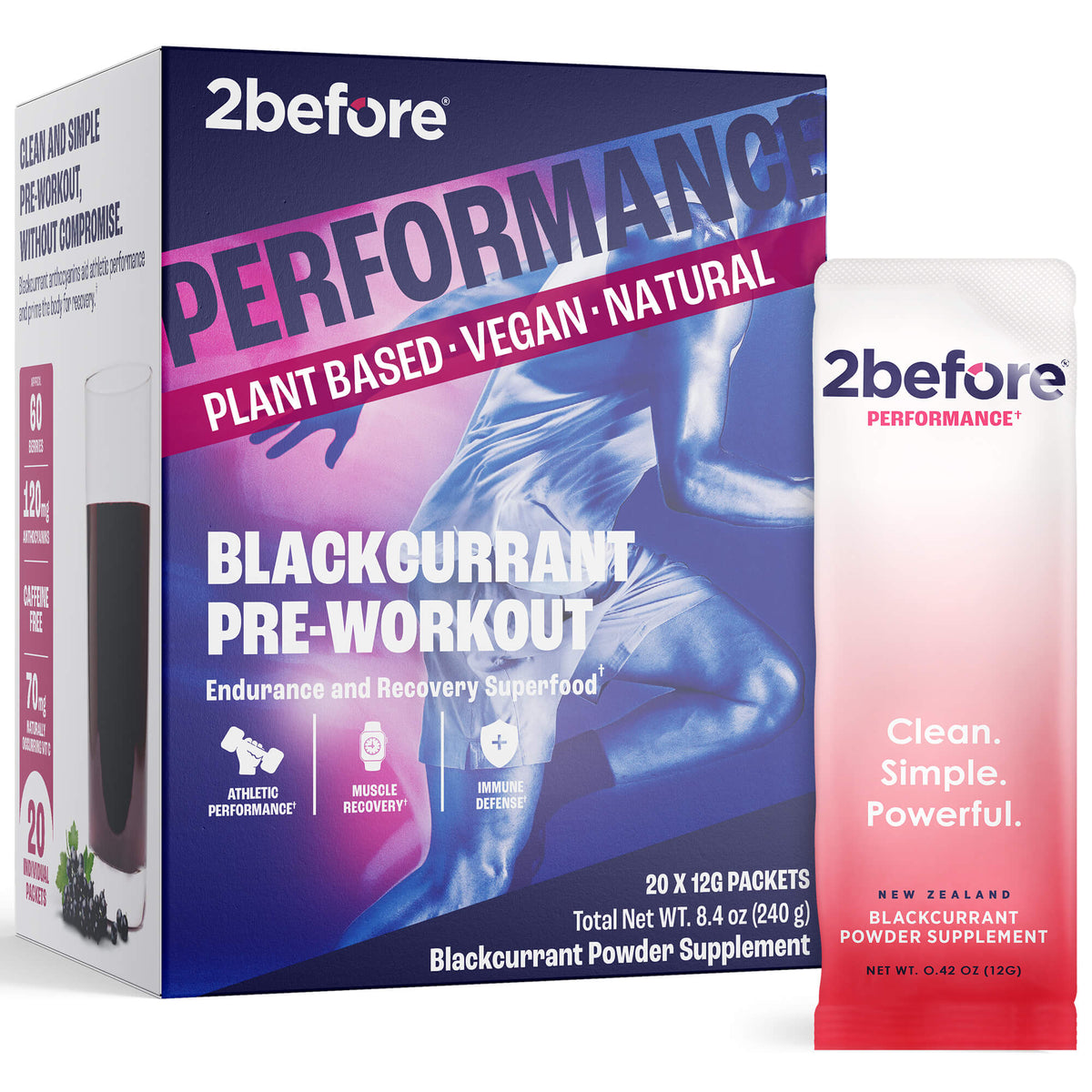 Natural Pre Workout | 2before Blackcurrant Vegan Pre Workout Powder